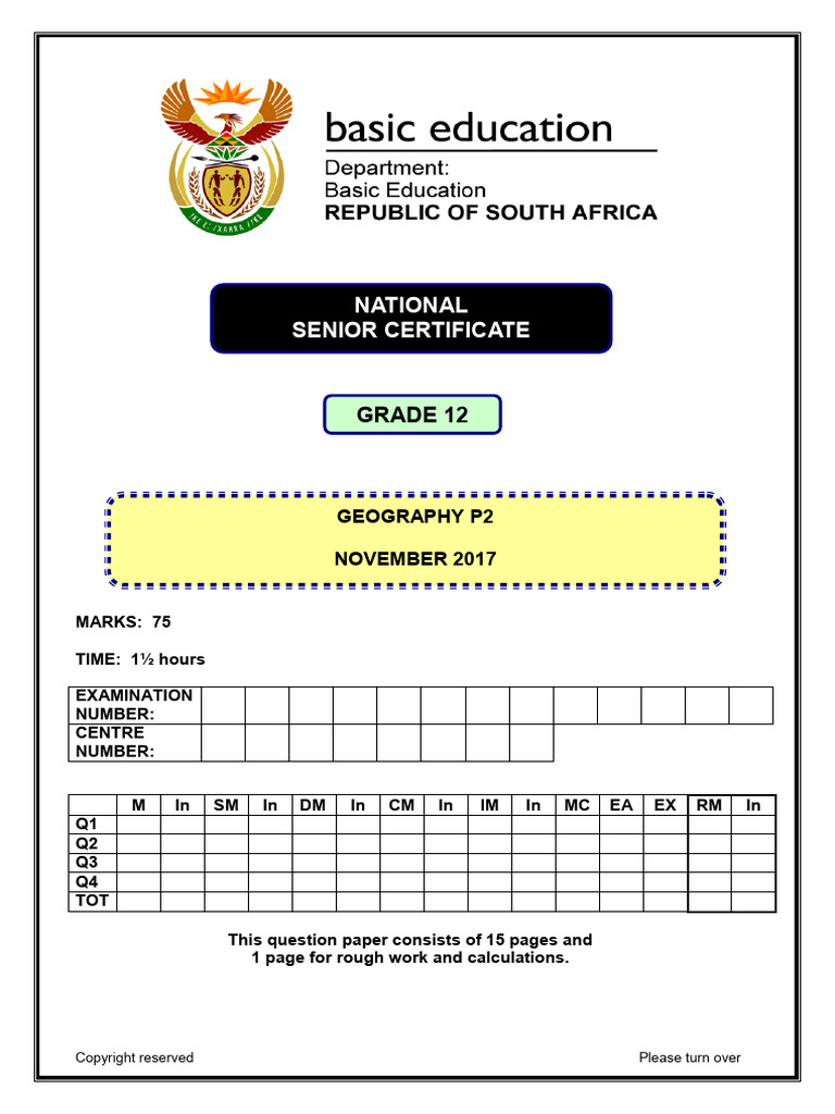 Geography GR 12 Nov 2017 P2 and Memo | PDF