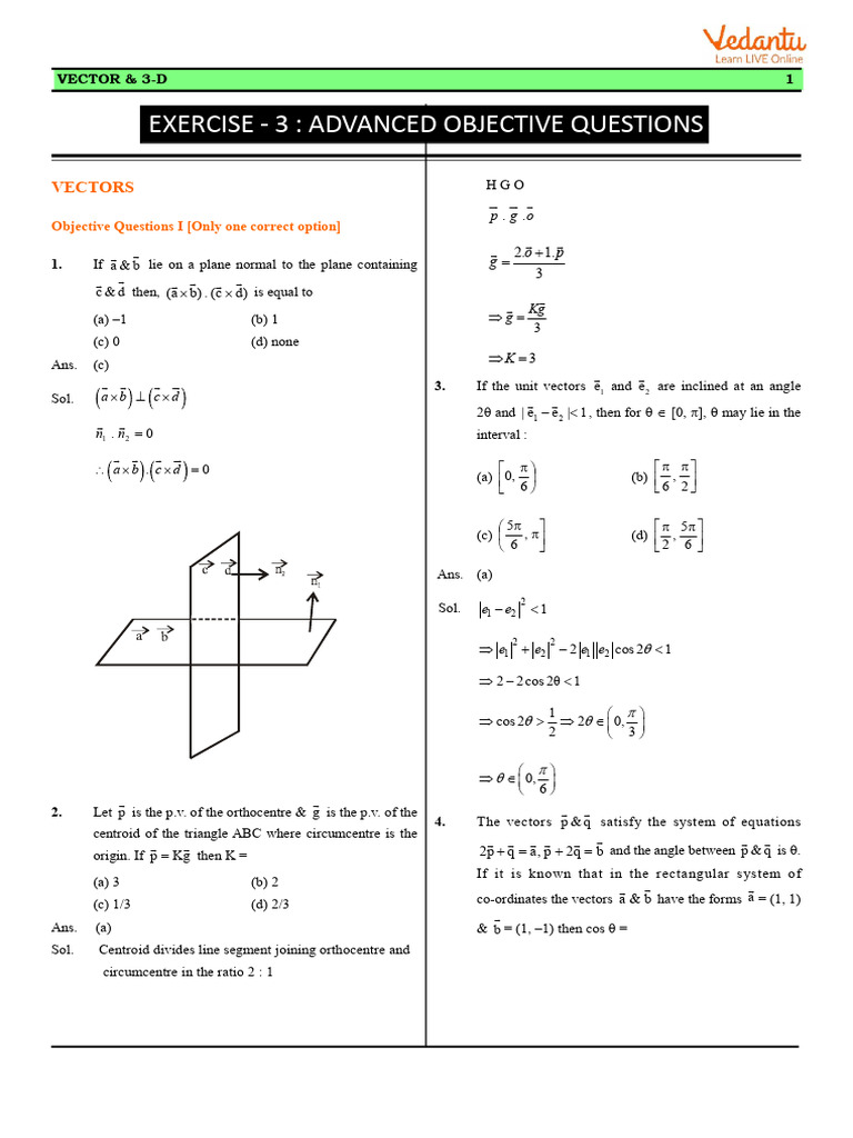 Vector & 3-D Ex-3 | PDF | Line (Geometry) | Euclidean Plane Geometry