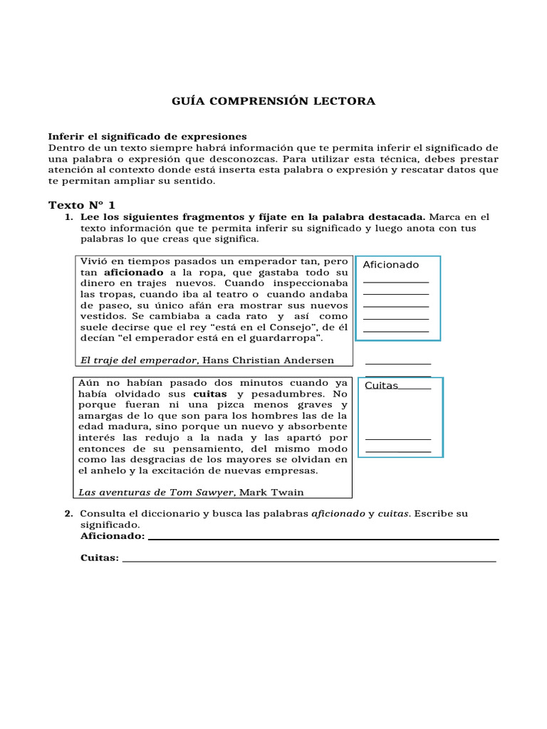 Guía Comprensión Lectora 6° Básico 08 de MARZO (1) | PDF