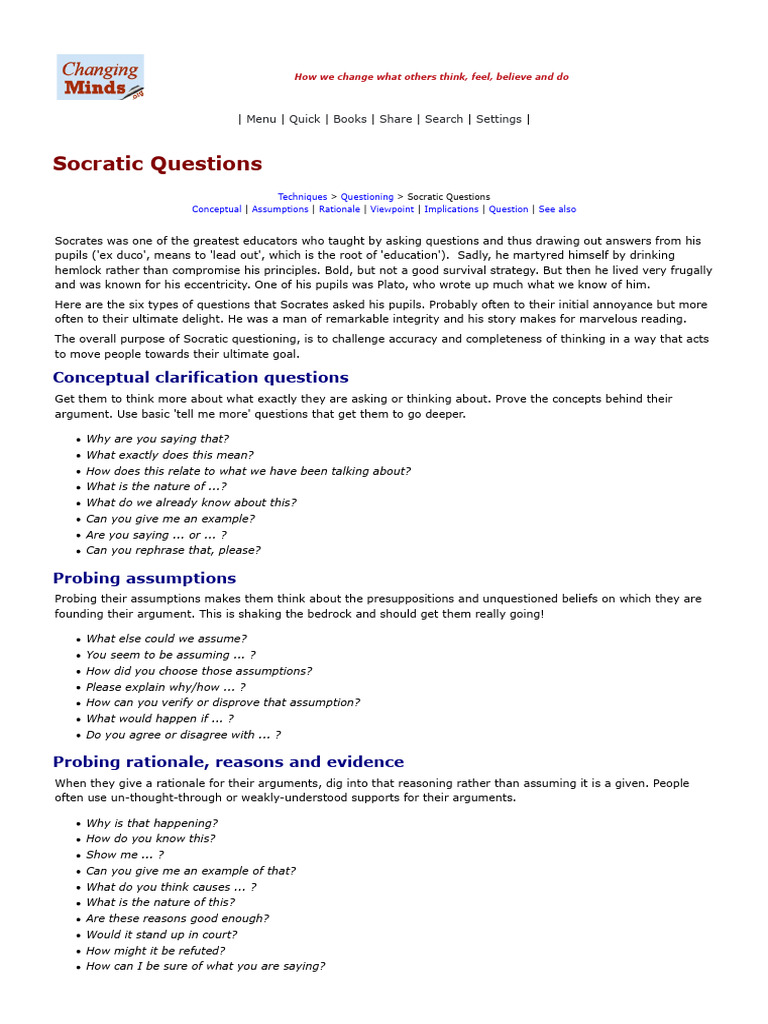 Socratic questioning | PDF