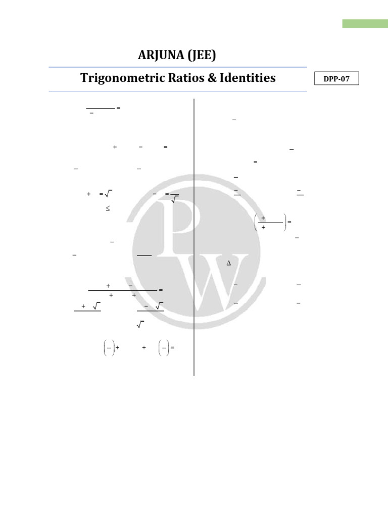 Basics of Mathematics - DPP 07 | PDF