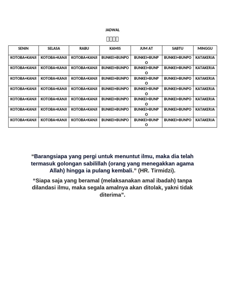 JADWAL | PDF