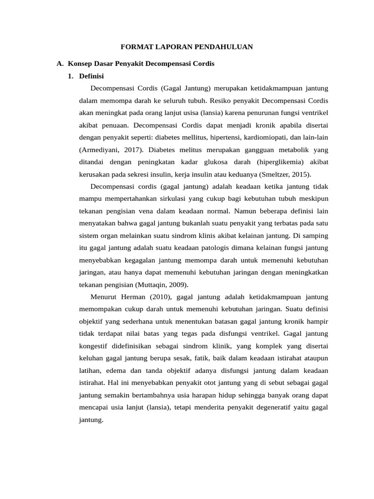 Format Laporan Pendahuluan Decompensasi Cordis | PDF