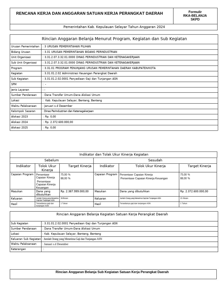 Sistem Informasi Pemerintahan Daerah - Cetak RKA Rincian Belanja - 3.31 ...