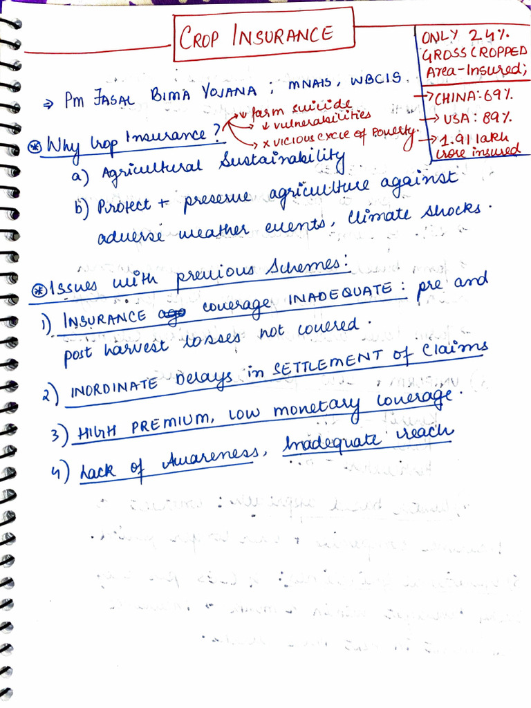 Crop Insurance Notes Hand Written | PDF