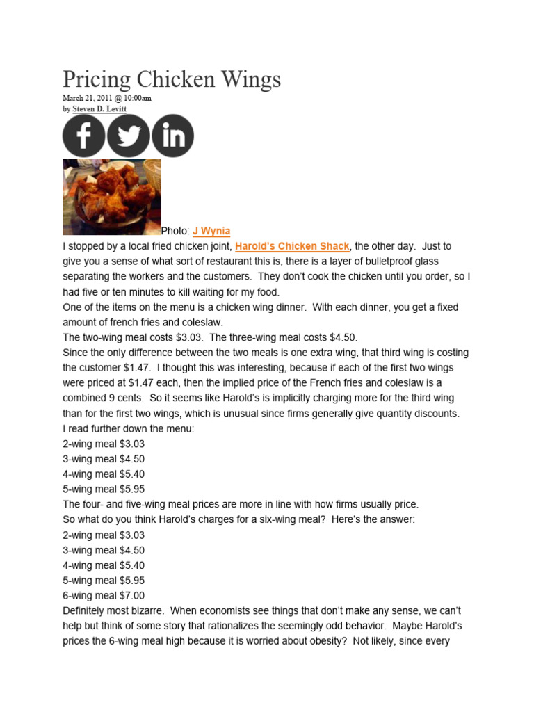 A Fun Chicken Example Freakonomics | PDF