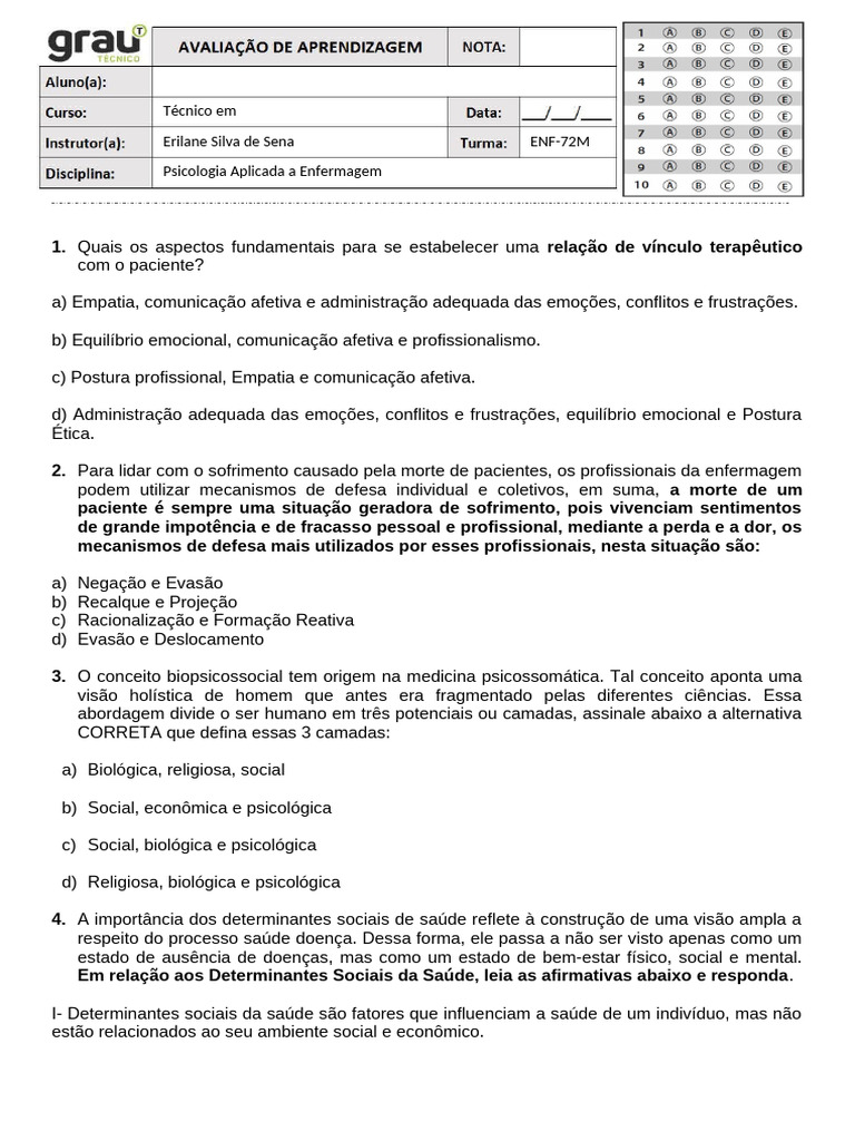 Psicologia na Enfermagem: Vínculo e Cuidado | PDF | Enfermagem | Autoajuda