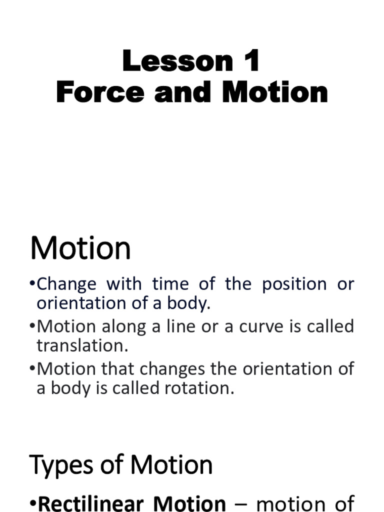 Lesson 1 Force and Motion | PDF