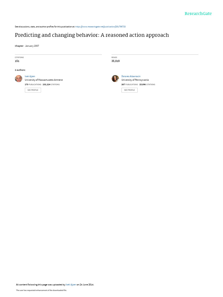 Predicting and Changing Behavior | PDF