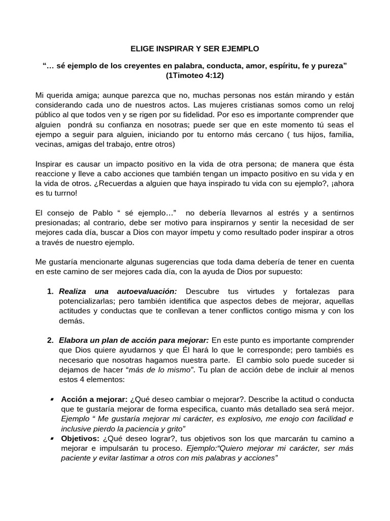 Elije Inspirar y Ser Ejemplo | PDF | Amor | Dios