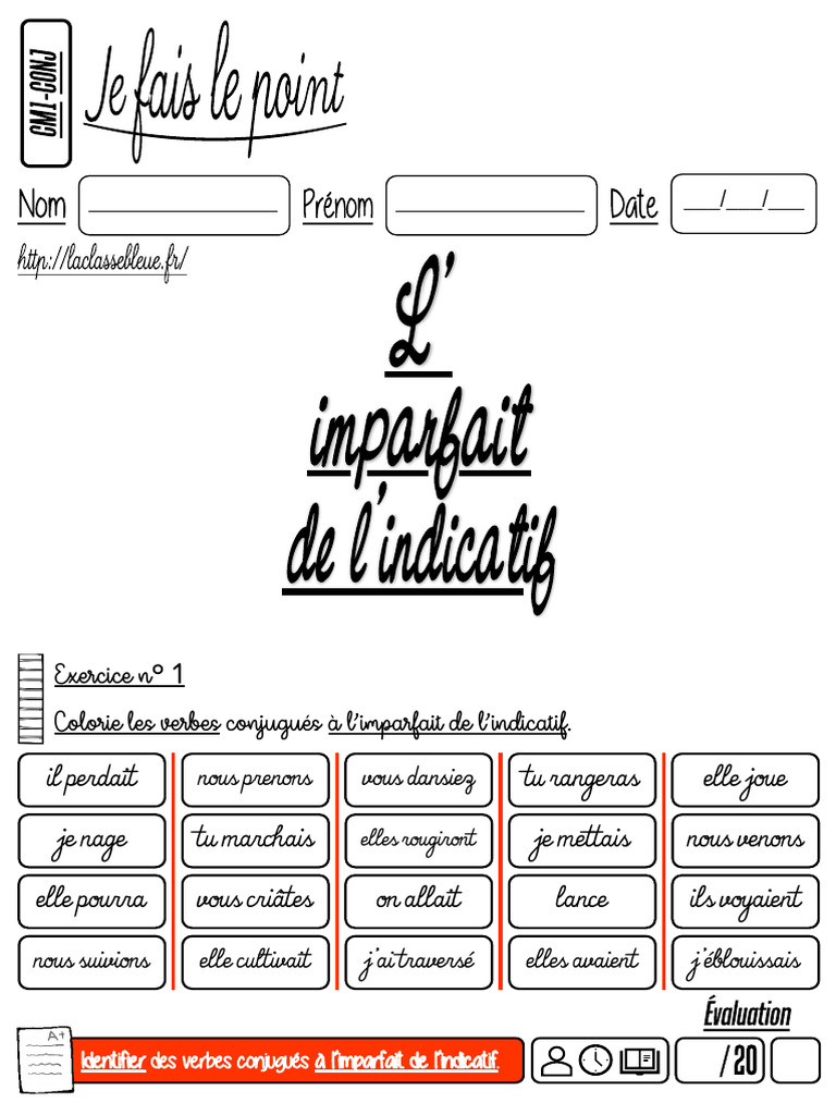Conjugaison-Limparfait-Fiche-exercice-CM1 | PDF