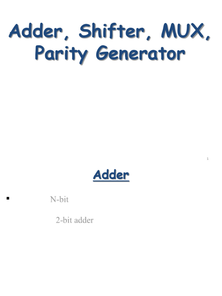 5.Adders-Shifters-MUX-Parity Generator | PDF