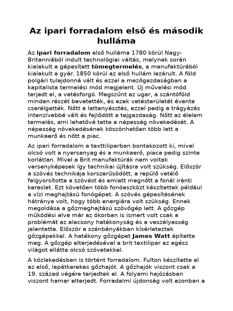 Az Ipari Forradalom Hullámai. | PDF