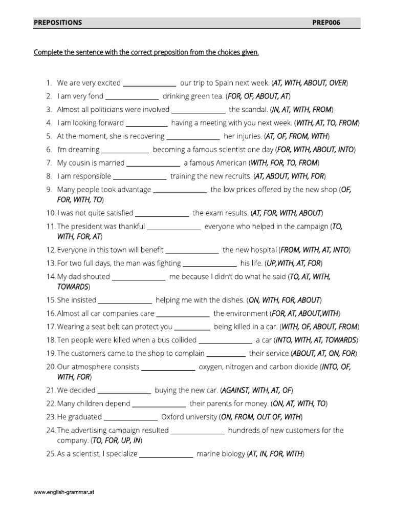 Prepositon Class 7 | PDF