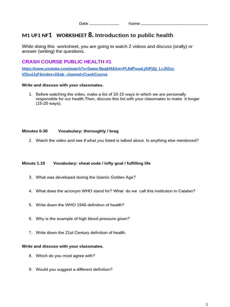 WS 8 Introduction To Public Health | PDF