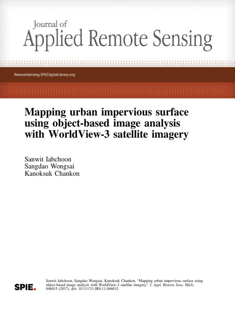 Mapping Urban Impervious Surface Using Object-Based Image Analysis With Worldview-3 Satellite ...