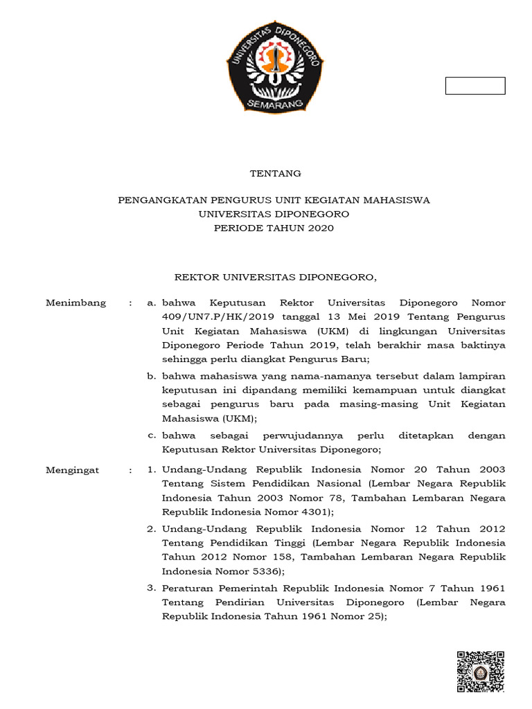 SK Ukm Undip 2020 | PDF