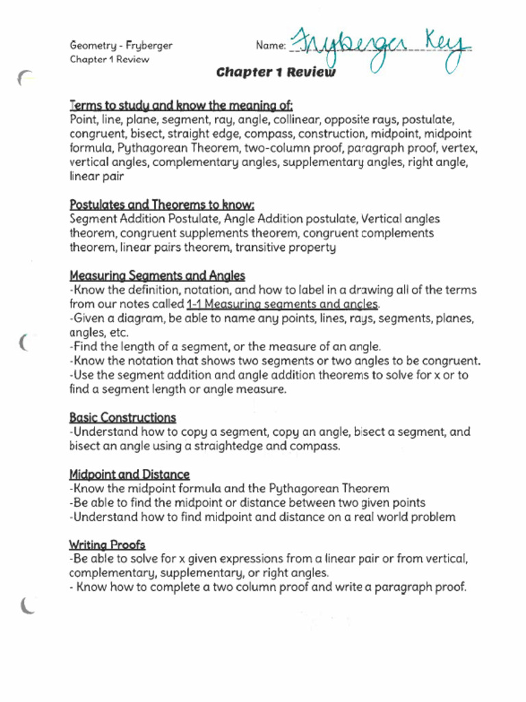 CH 1 Review ANSWERS | PDF