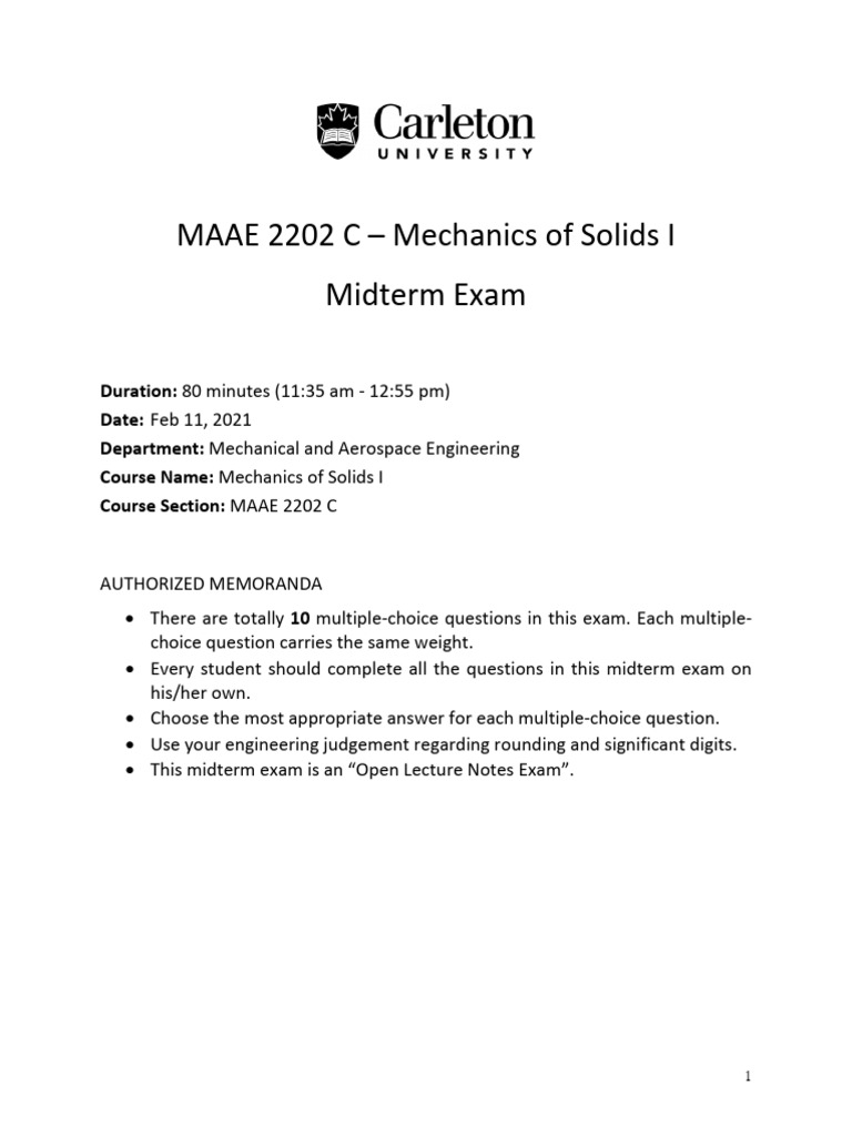 Sample Midterm Exam Paper From A Previous Year - Ver 2 | PDF