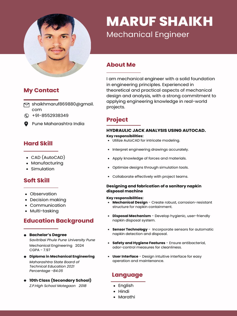 Maruf Shaikh: Mechanical Engineer | PDF