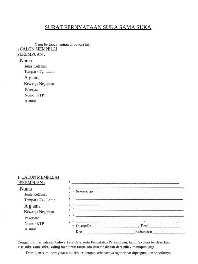 Formulir Pernyataan Suka sama Suka | PDF