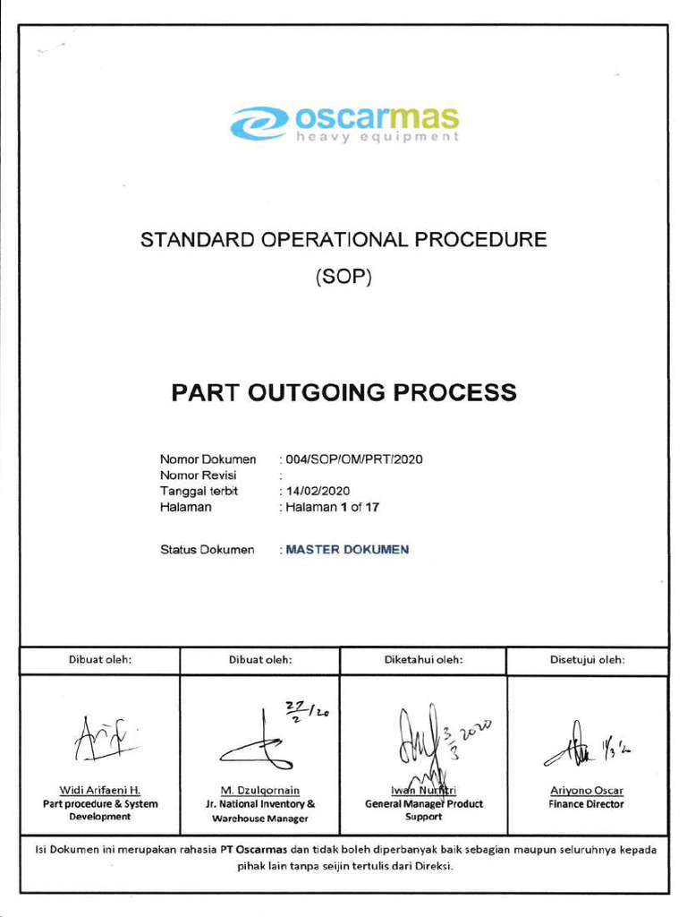 Part Outgoing Process | PDF