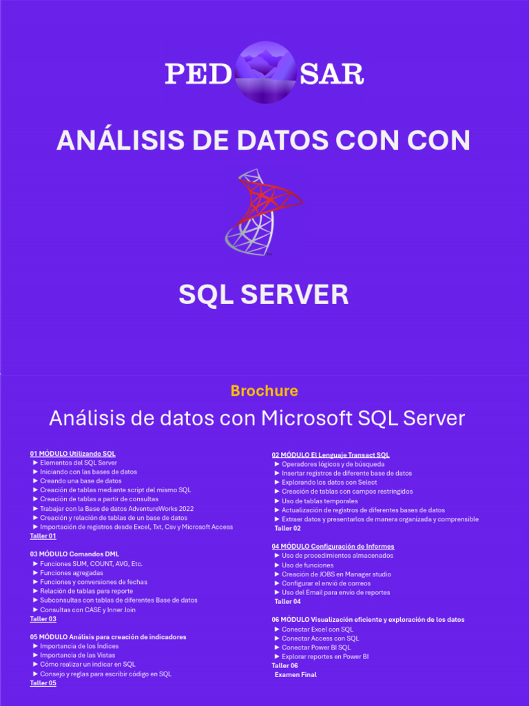 Analisis y Administración de Base de Datos en SQL Server | PDF | SQL | Servidor SQL de Microsoft