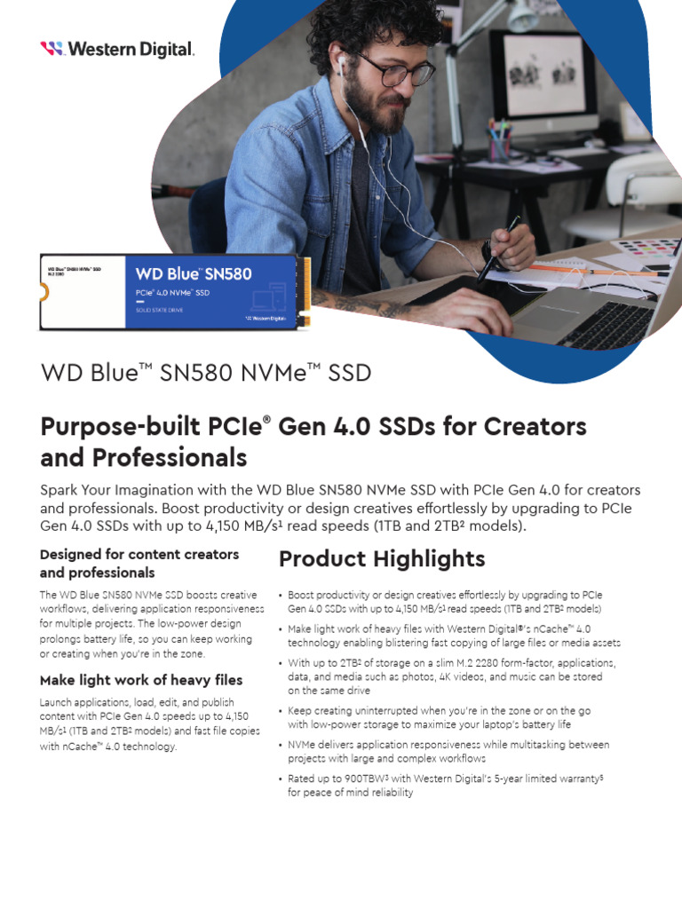 Product Brief Wd Blue Sn580 Nvme Ssd | PDF