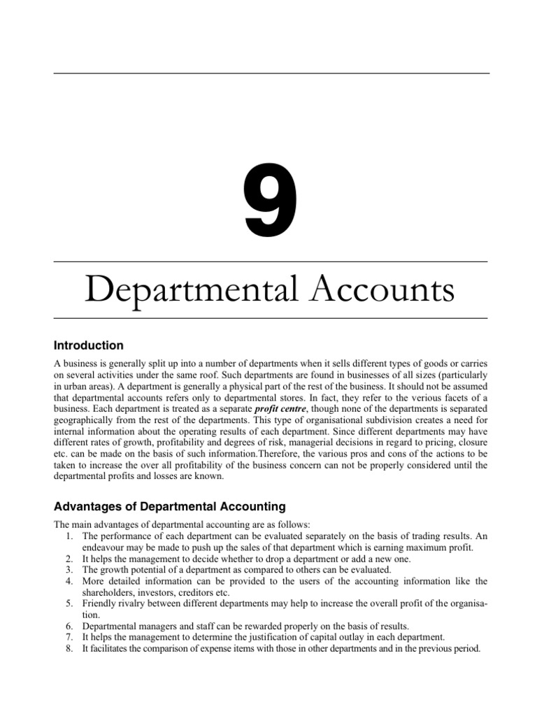 Departmental Accounts Overview and Methods | PDF | Debits And Credits ...