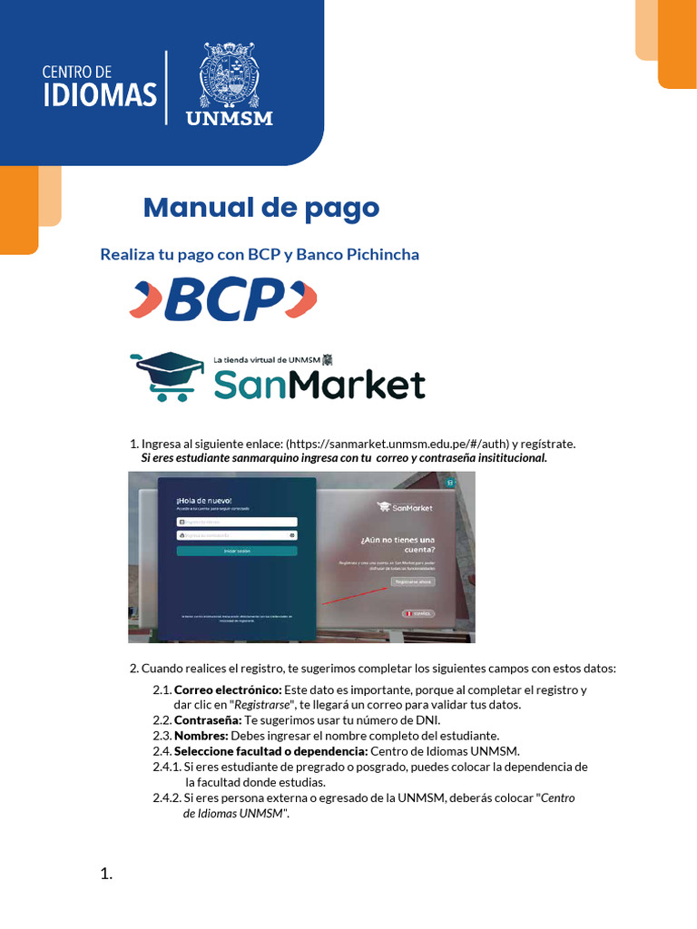 Manual de Pago Por El BCP Con San Market | PDF