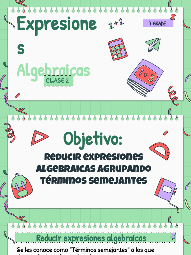 Clase 2 - Reducir Expresiones Algebraicas 7MO | PDF
