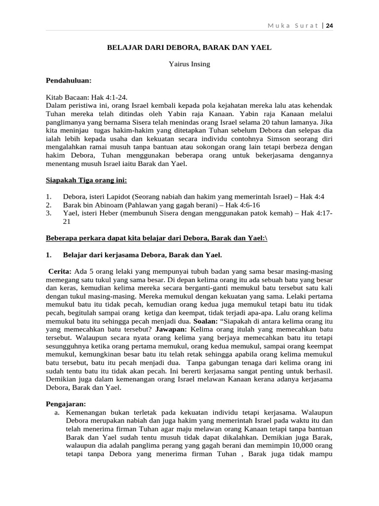 Belajar Dari Debora, Barak Dan Yael | PDF
