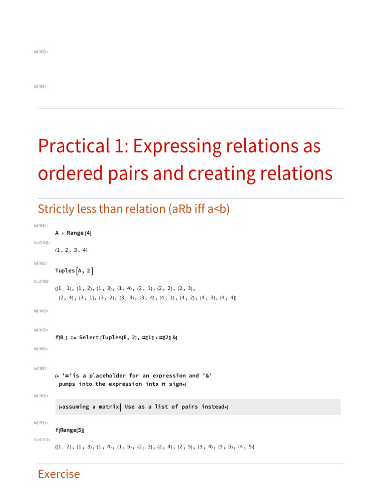 REPRESENTING RELATION AS NEW ORDERED PAIR Prac | PDF