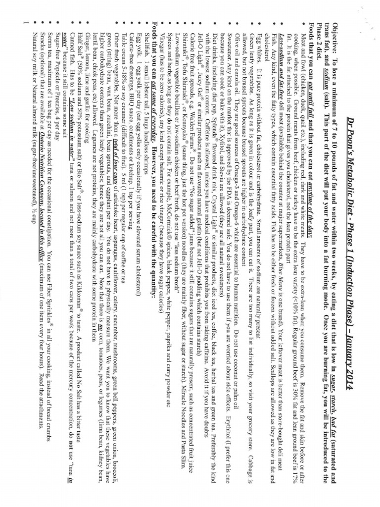 Poons Diet | PDF