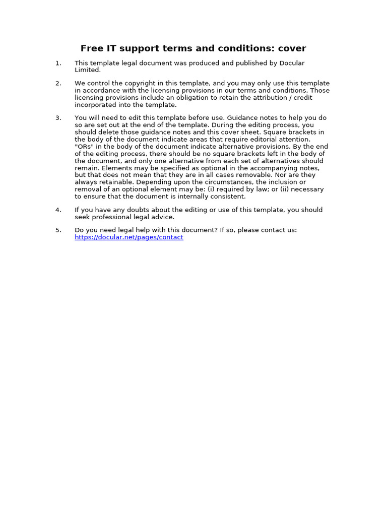 Free It Support Terms And Conditions Pdf