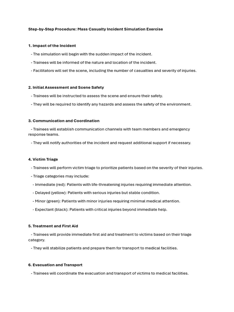 ANPE 2024 Mass Casualty Incident Simulation Exercise Guide | PDF ...