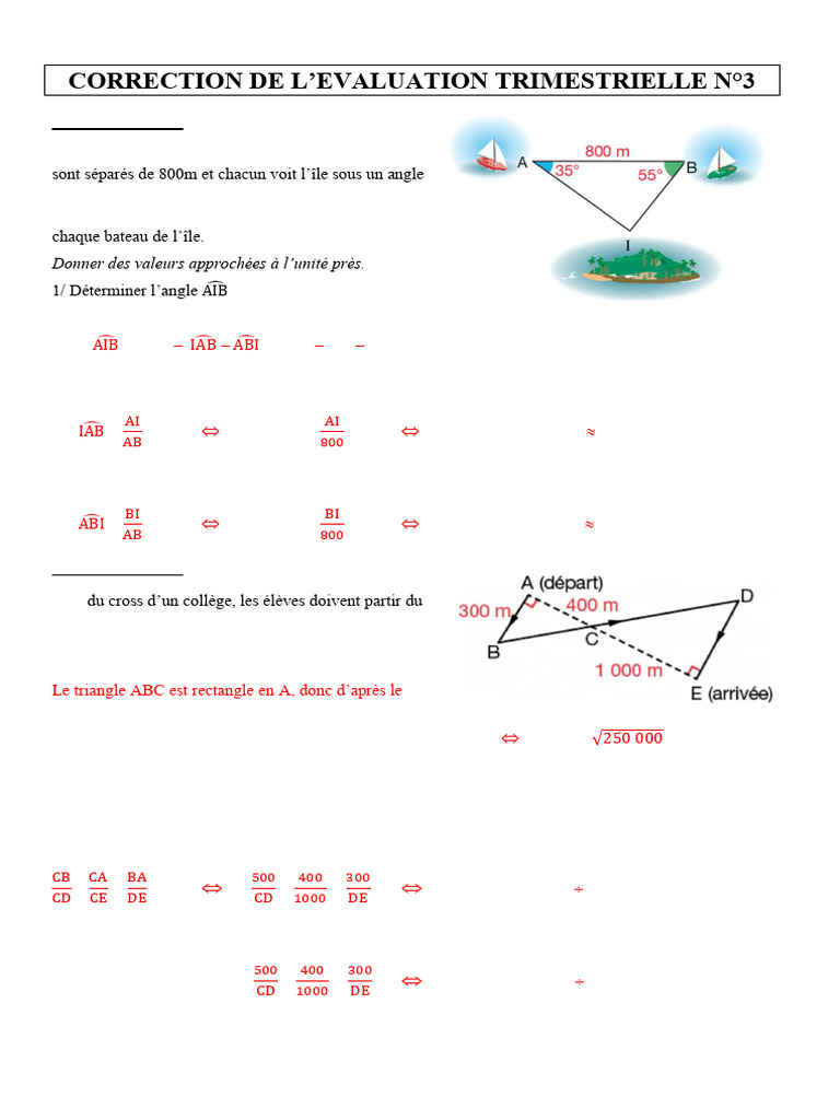 2nde - Evaluation Trimestrielle 3 - 2023-2024 - Correction | PDF | Elementary Geometry ...