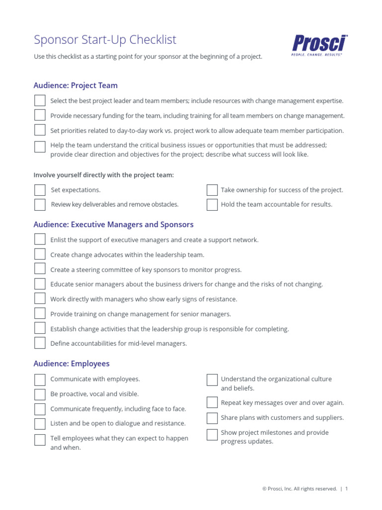 Sponsor Checklist and Template | PDF