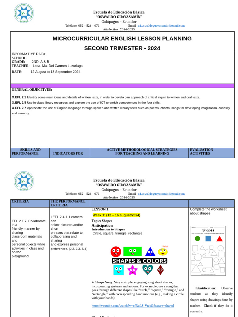 Copia de NUEVO ENGLISH PLAN 2ND AUGUST - SEP | PDF