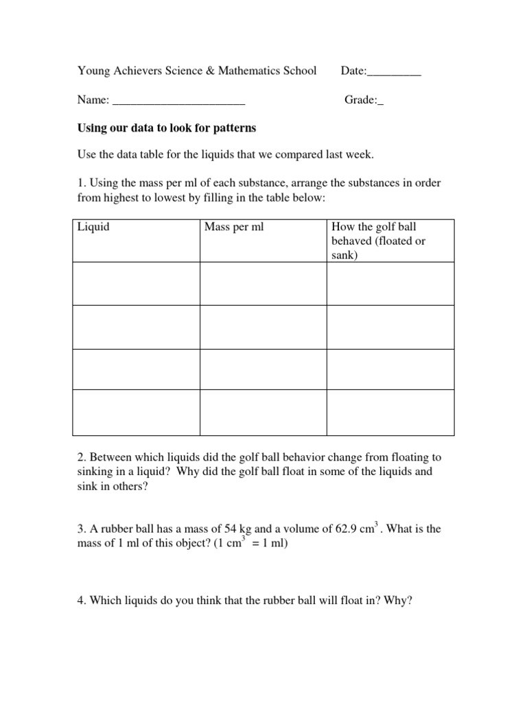 Comparing Densities Pdf