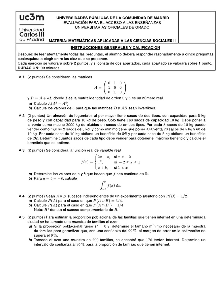 Examenes Globales Matemáticas 1-2 | PDF