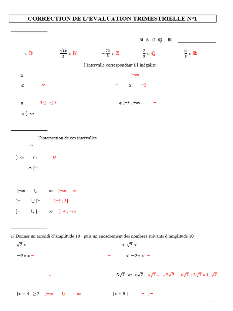 2nde - Evaluation Trimestrielle 1 - 2023-2024 - Correction | PDF