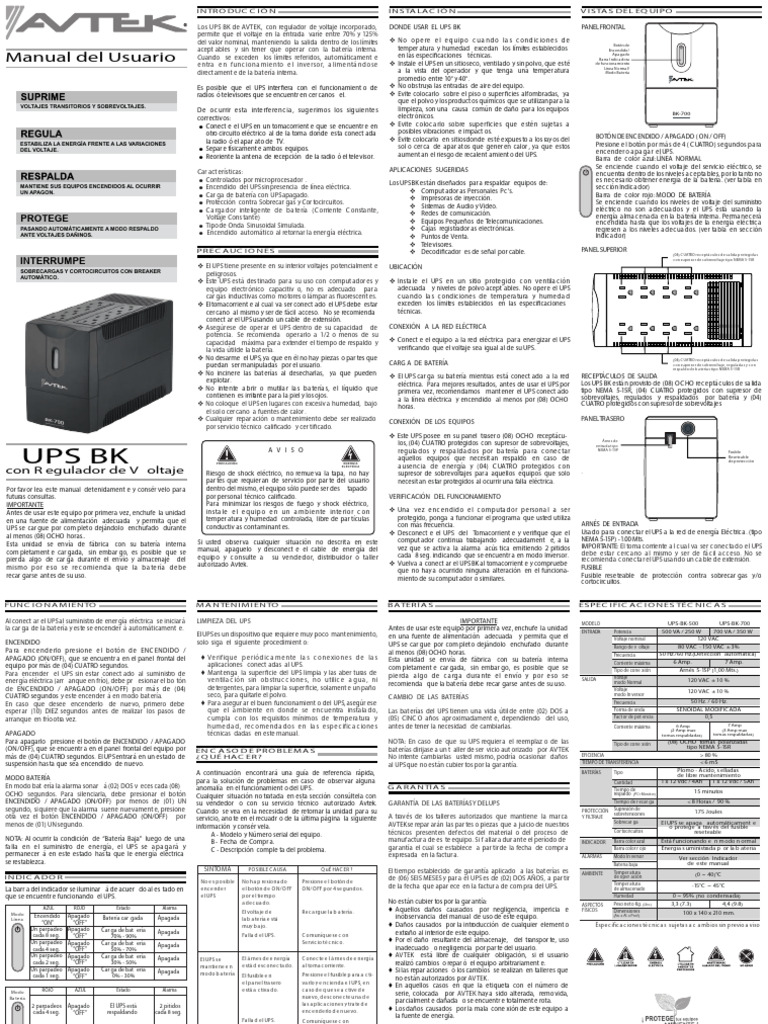 Ups BK 500 - Ups BK 700 - Ups BK 1000 3fJ | PDF