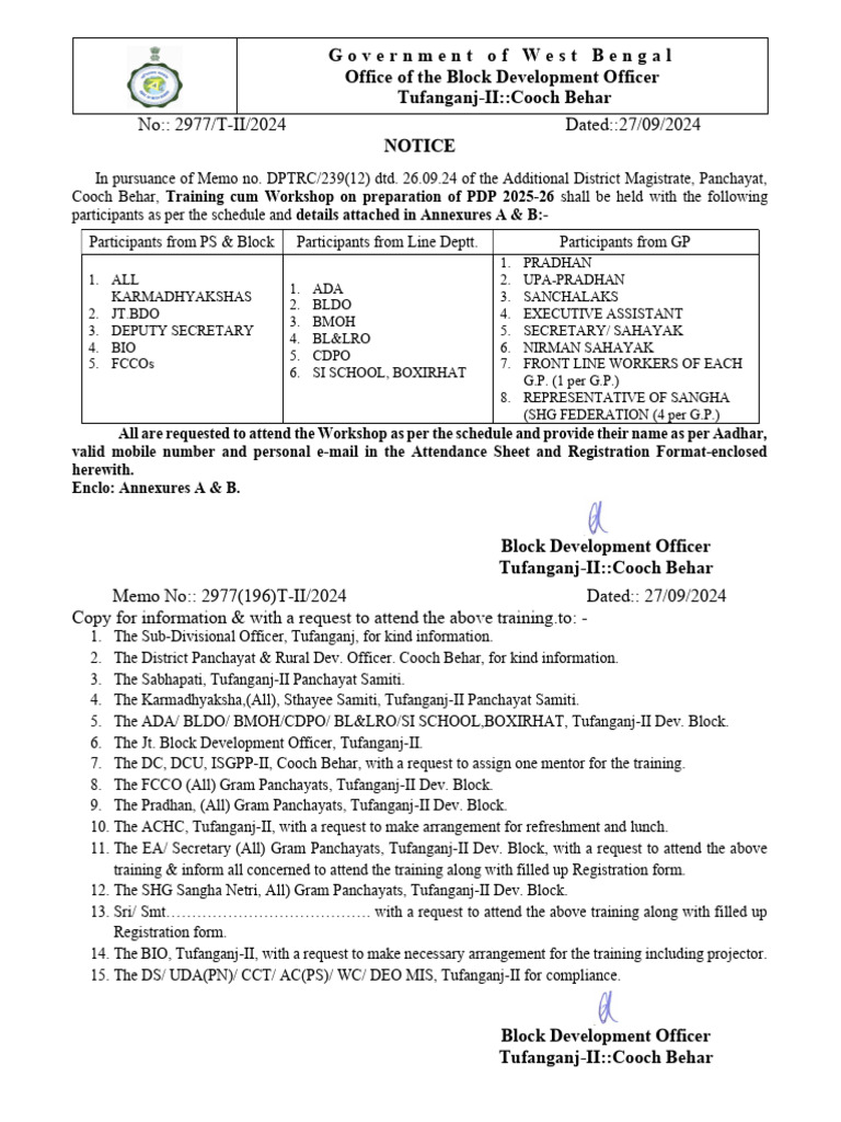 Block Level Workshop On PDP 2025-26 | PDF | Government Of India