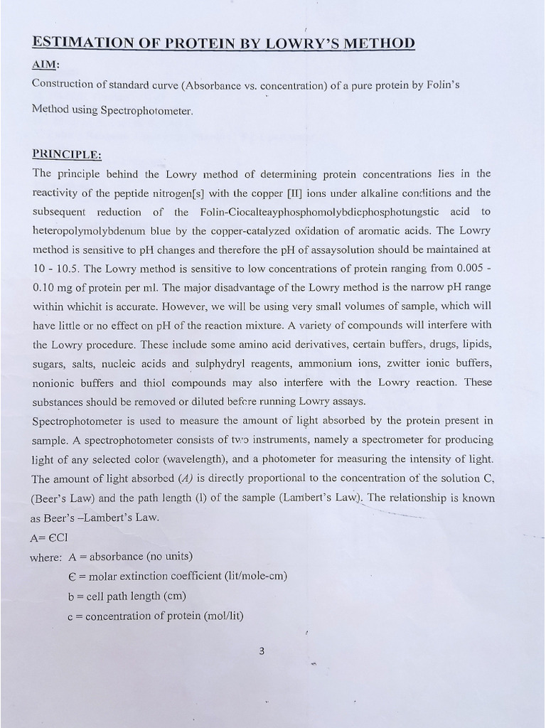 Lowry's Method | PDF