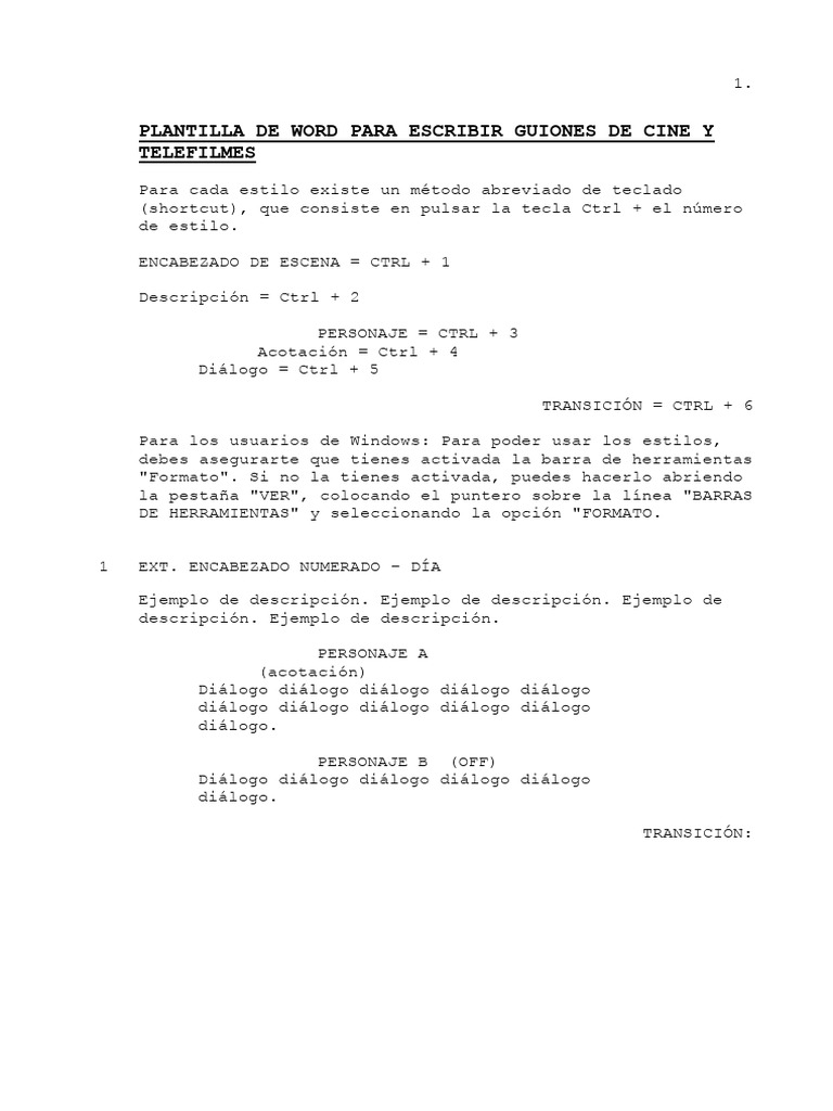 Plantilla Word para Guiones | PDF