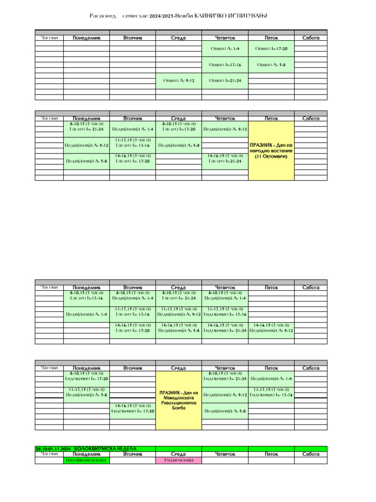 Raspored Vezbi KLINICKO ISPITUVANJE | PDF