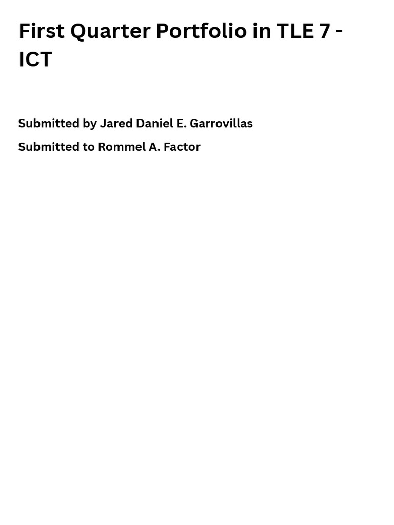 First Quarter Portfolio in TLE 7 - ICT - 20240916 - 000803 - 0000 | PDF