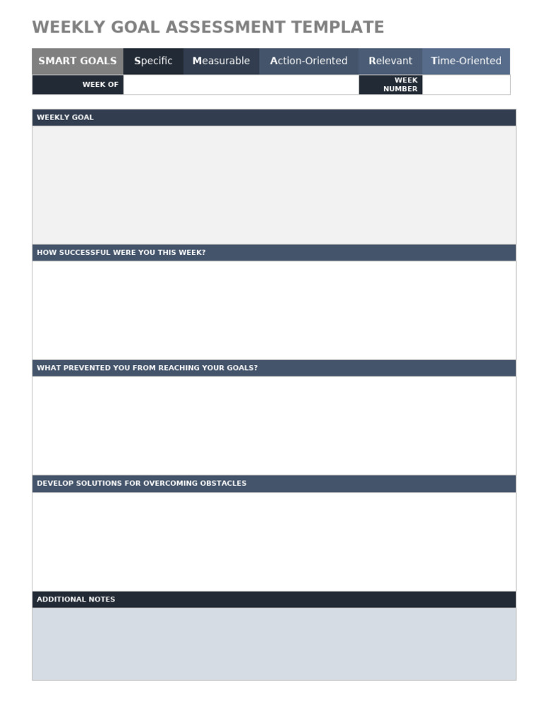 Weekly Goal Assessment Template | PDF