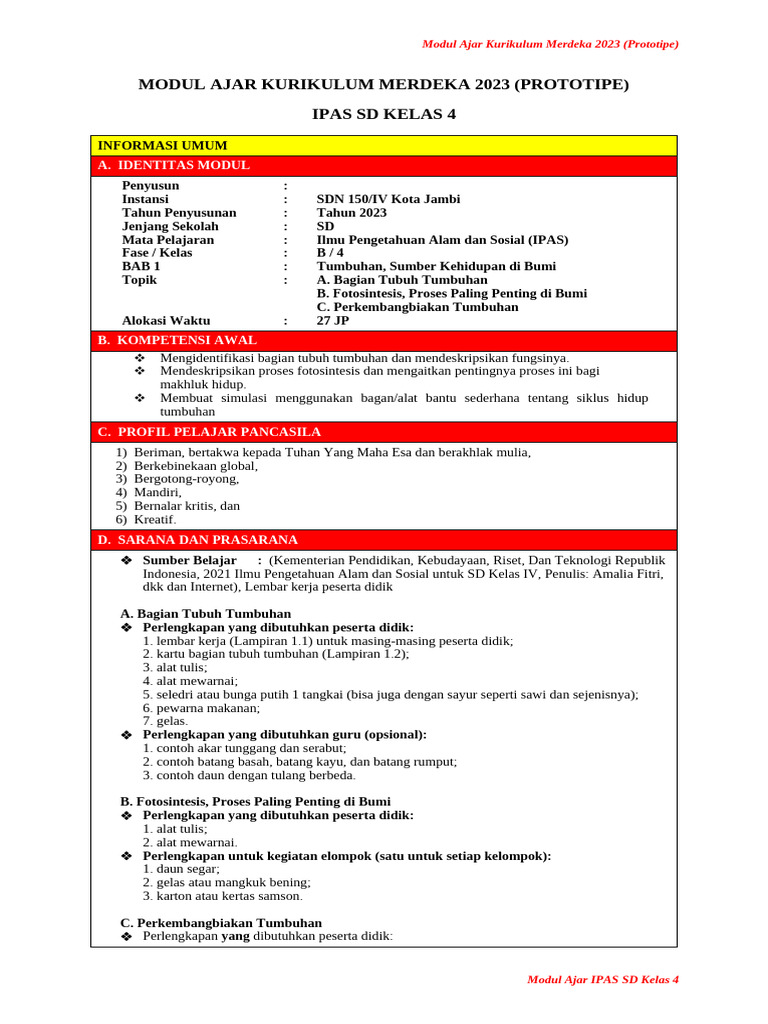 Modul Ipas Kelas 4 | PDF